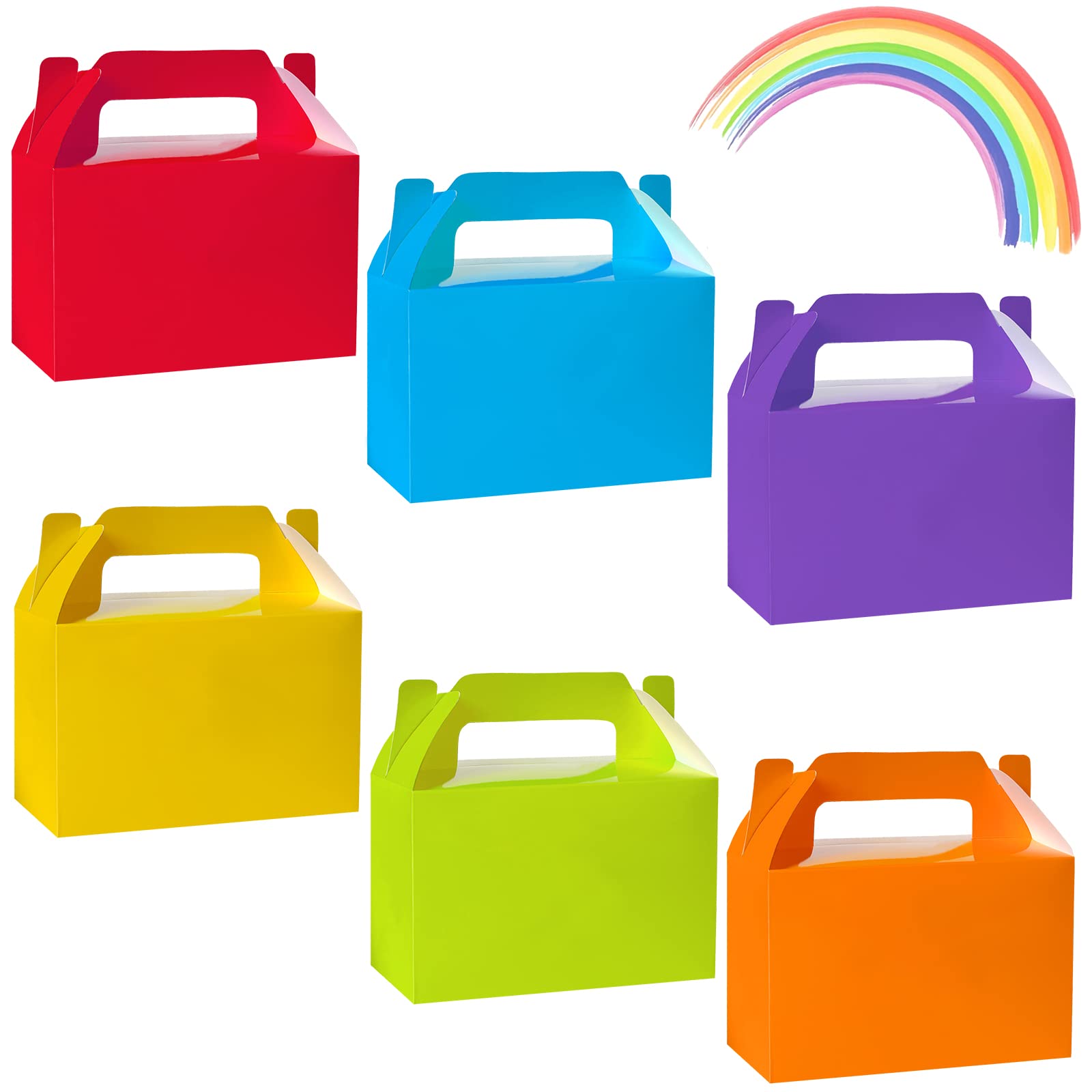 KOUQIYA Rainbow Party Treat Boxes, 24Pcs Candy Goodie Party Favor Boxes for Colorful Theme Kids Birthday Baby Shower Wedding Party Supplies Decorations
