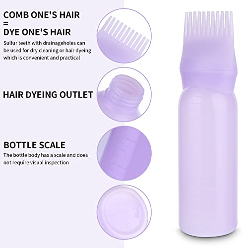 Root Comb Bottle Applicator, 6 OZ Graduated Hair Oil Bottle With Brush and Comb for Coloring, Styling and Hairdressing