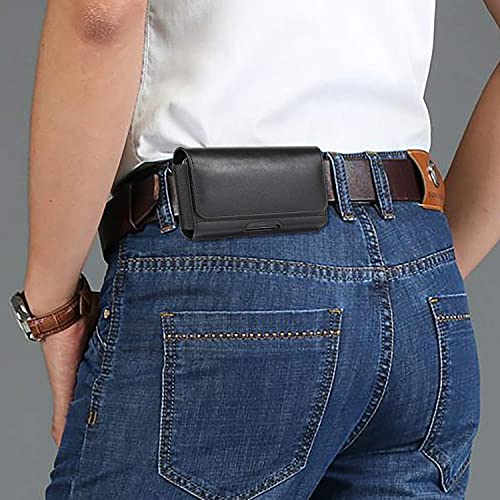 PU Leather Phone Holster Pouch For Samsung Galaxy S23 Plus S22+ S21 FE S20 FE S10+, A54 A53 A52 A34 A33, Note 10+, iPhone 14 Plus 14 13 12 11 Pro Max,Moto E G Fast OnePlus N20 Belt Clip Case Holder(L)