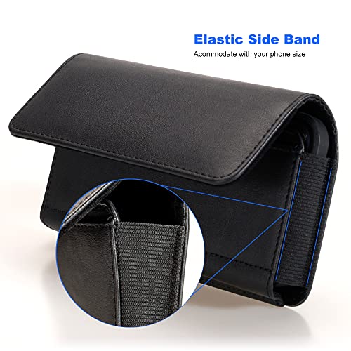 PU Leather Phone Holster Pouch For Samsung Galaxy S23 Plus S22+ S21 FE S20 FE S10+, A54 A53 A52 A34 A33, Note 10+, iPhone 14 Plus 14 13 12 11 Pro Max,Moto E G Fast OnePlus N20 Belt Clip Case Holder(L)