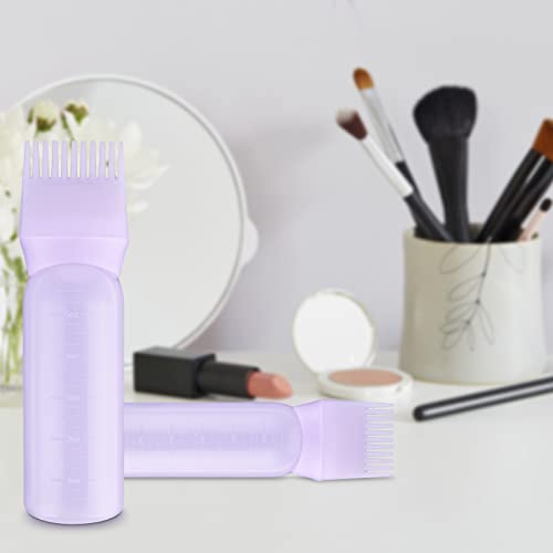 Root Comb Bottle Applicator, 6 OZ Graduated Hair Oil Bottle With Brush and Comb for Coloring, Styling and Hairdressing
