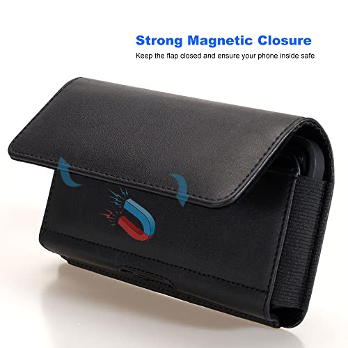 PU Leather Phone Holster Pouch For Samsung Galaxy S23 Plus S22+ S21 FE S20 FE S10+, A54 A53 A52 A34 A33, Note 10+, iPhone 14 Plus 14 13 12 11 Pro Max,Moto E G Fast OnePlus N20 Belt Clip Case Holder(L)