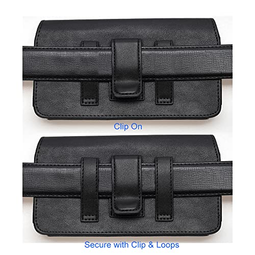 PU Leather Phone Holster Pouch For Samsung Galaxy S23 Plus S22+ S21 FE S20 FE S10+, A54 A53 A52 A34 A33, Note 10+, iPhone 14 Plus 14 13 12 11 Pro Max,Moto E G Fast OnePlus N20 Belt Clip Case Holder(L)