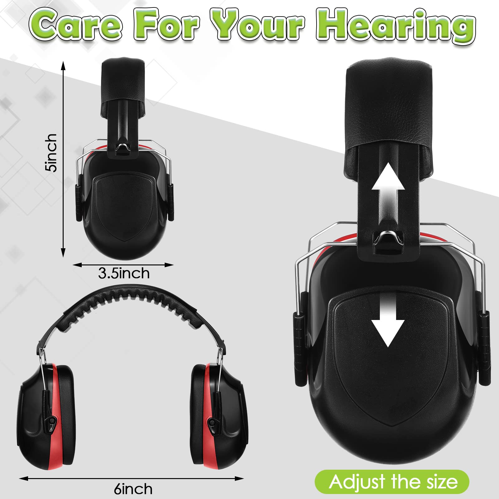 4 Pack NRR 28dB Safety Ear Muffs, Foldable Noise Reduction Safety Ear Protection Adult Noise Cancelling Earmuffs for Shooting (Red)