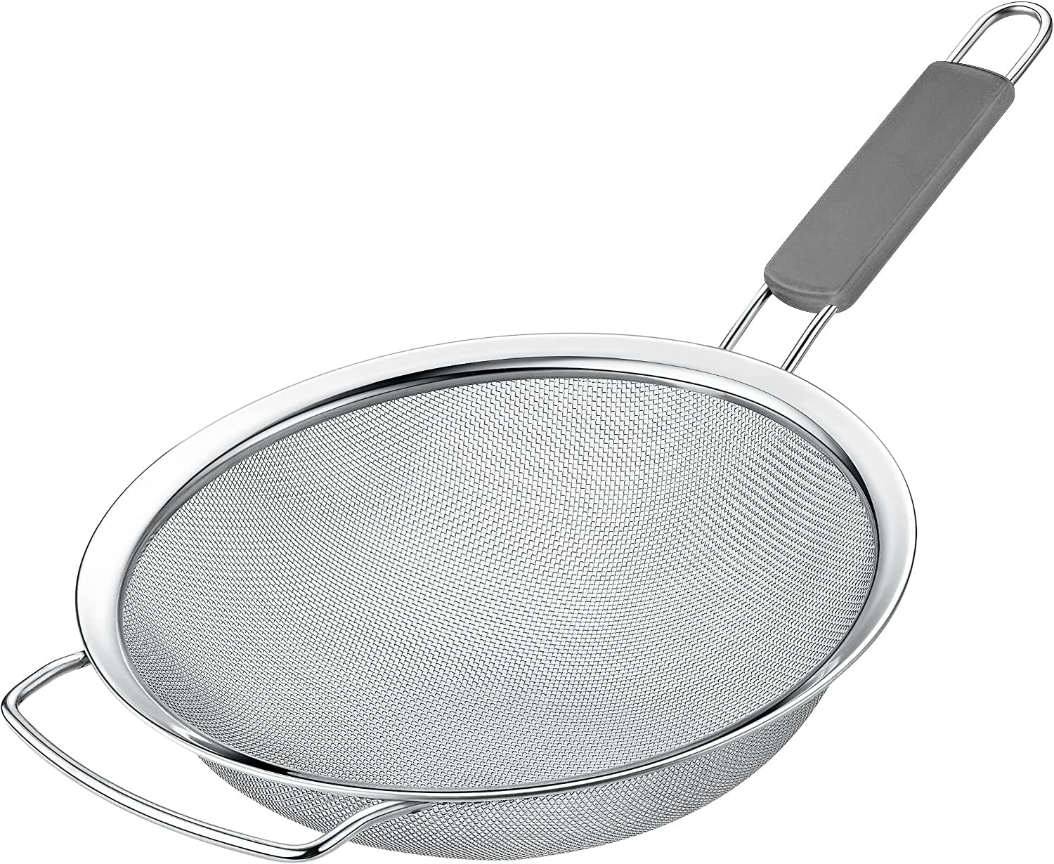 Kafoor 9" Large Extra Fine Mesh Strainer with Thermo Plastic Rubber Handle - Sieve Fine Mesh Stainless Steel - Ideal to Strain Pasta, Quinoa and Rice