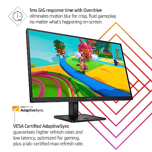 HP OMEN 27q QHD 165Hz Gaming Monitor, QHD Display (2560 x 1440), IPS Panel, 99% sRGB, 95% DCI-P3, 16:9, AMD FreeSync Premium Technology, 27q (2023),Black