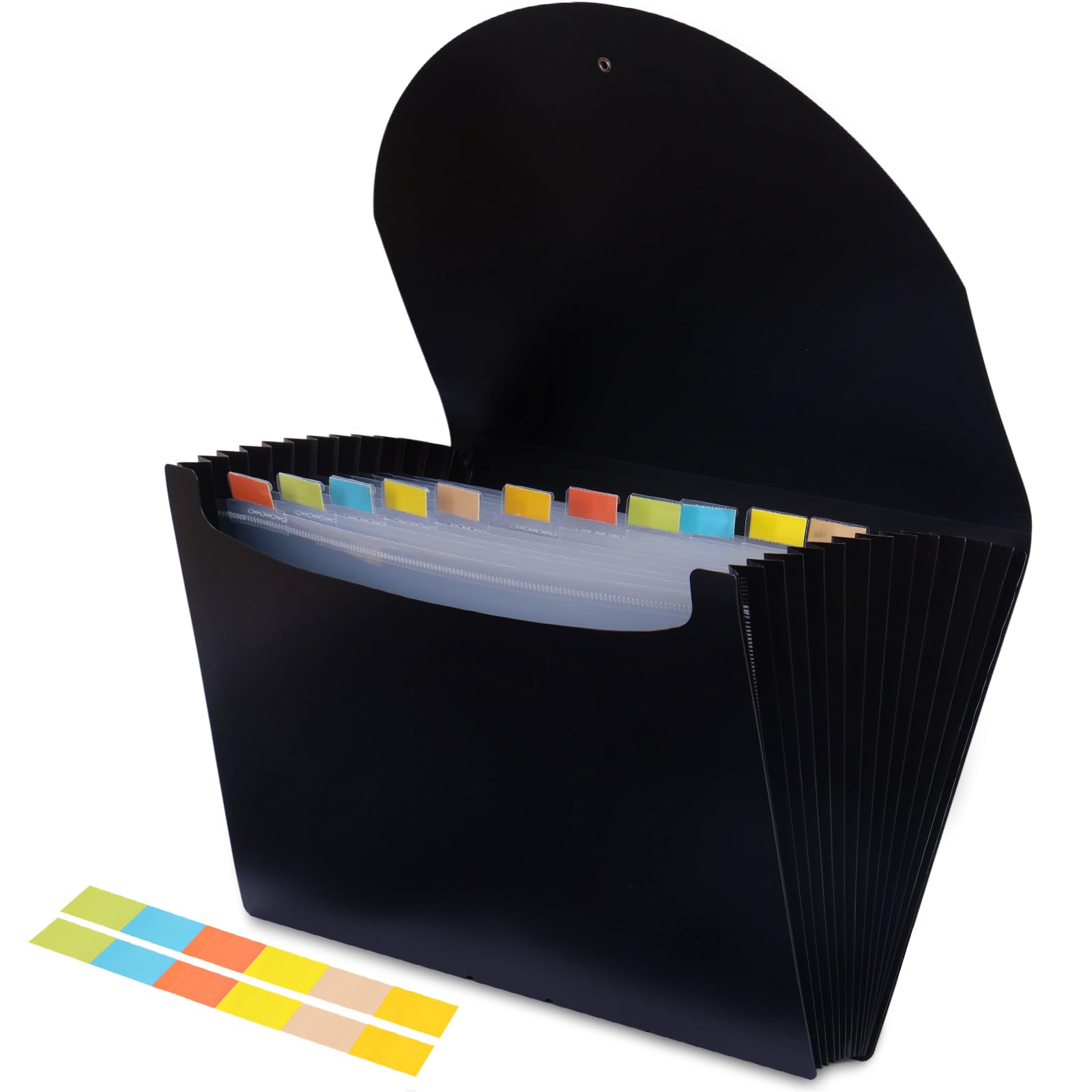 EOOUT Expanding Organizer File Folder, 13 Pockets Letter Size Accordion File Organizer with Labels Black Portable Folders for A4 Documents Storage Business Office and School Supplies