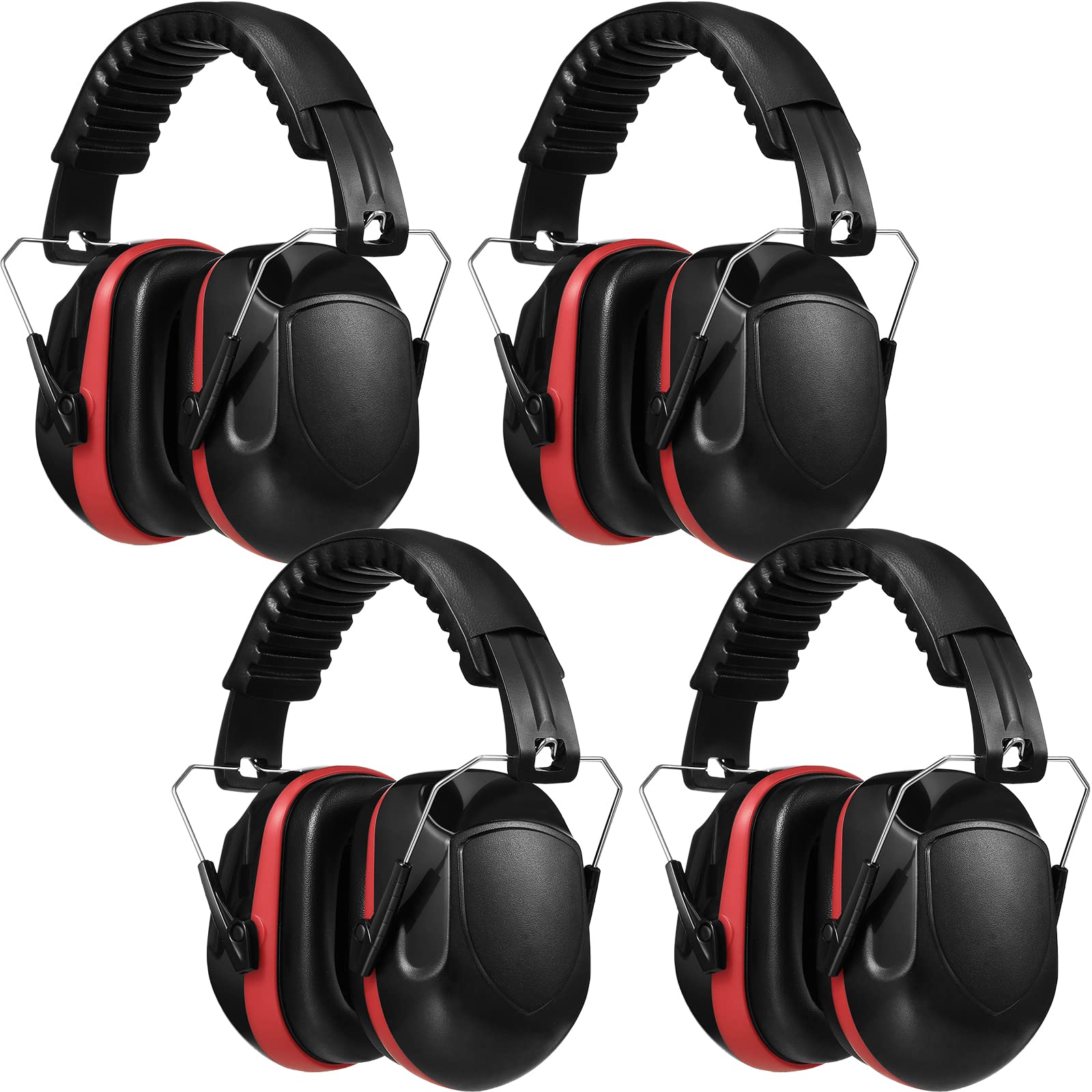4 Pack NRR 28dB Safety Ear Muffs, Foldable Noise Reduction Safety Ear Protection Adult Noise Cancelling Earmuffs for Shooting (Red)