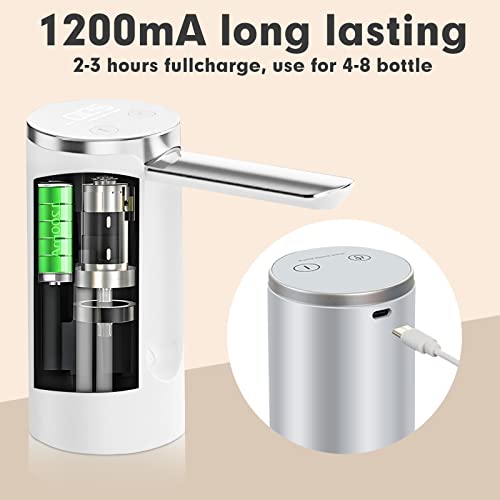 Desktop Water Jug Dispenser with Removable Base, Water Dispenser for 5 Gallon Bottle, Portable Electric Folding Countertop Water Bottle Pump with USB Charging for Camping Picnic Home Office
