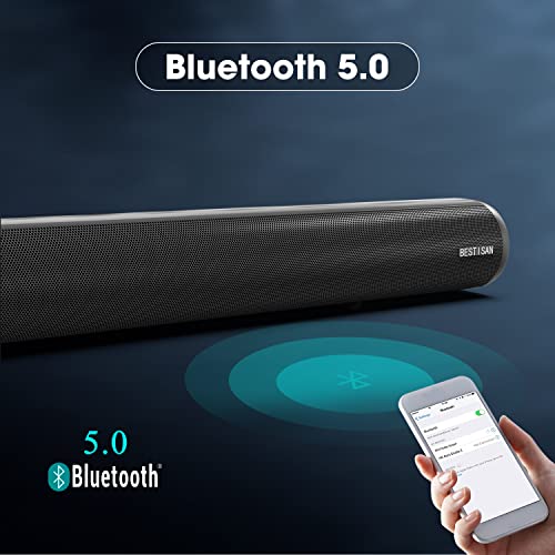 BESTISAN Sound Bars for TV, Wired and Wireless Bluetooth 5.0 TV Sound bar 34inches Soundbar for Home Theater HDMI-ARC/Optical/Coaxial/AUX/USB/Bluetooth Connection, Wall Mountable