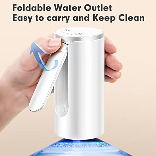 Desktop Water Jug Dispenser with Removable Base, Water Dispenser for 5 Gallon Bottle, Portable Electric Folding Countertop Water Bottle Pump with USB Charging for Camping Picnic Home Office