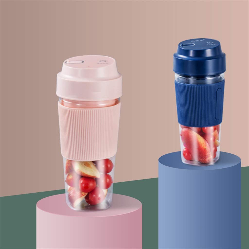 Portable Electric Juicer Blender USB Mini Fruit Mixers Fruit Extractors Multifunction Juice Maker Machine (Pink 4 blades)