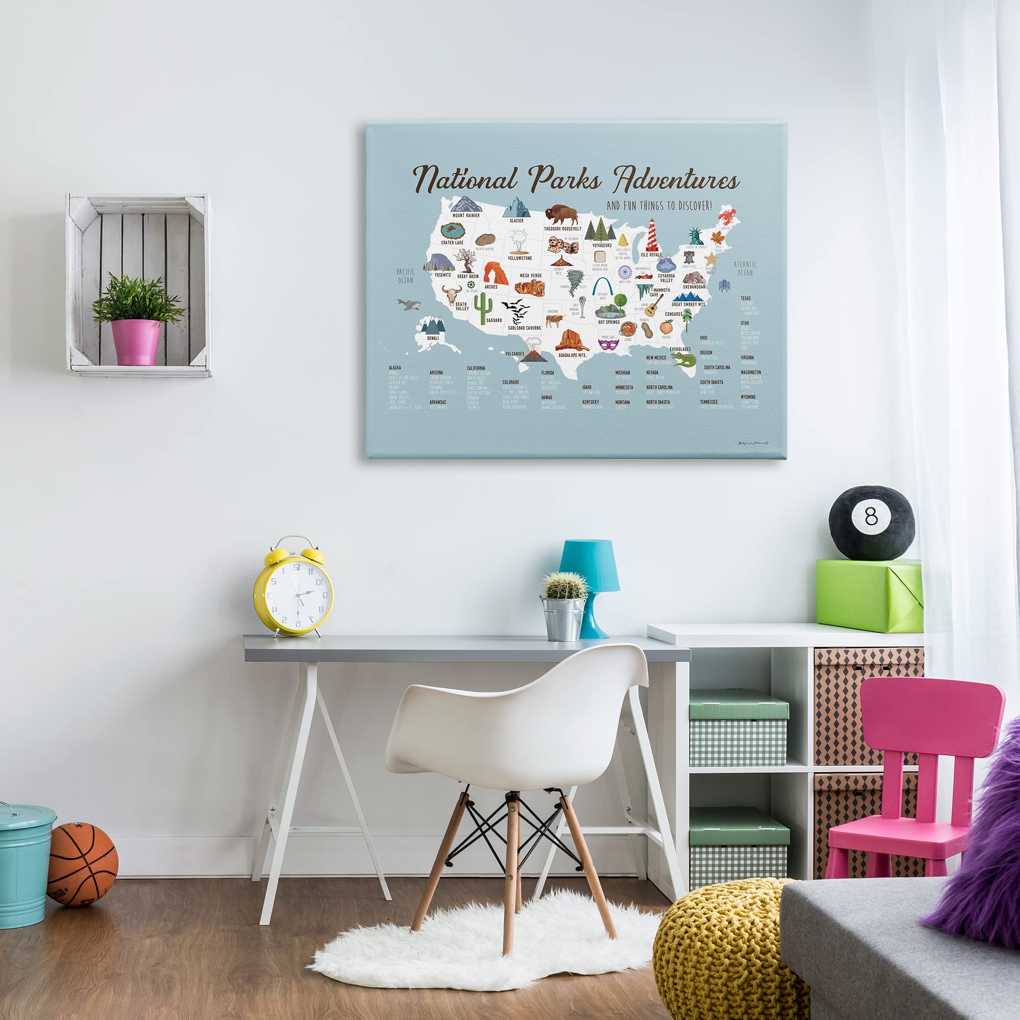 Stupell Industries National Parks Adventures USA Map Canvas Wall Art, Design by Stephanie Workman Marrott