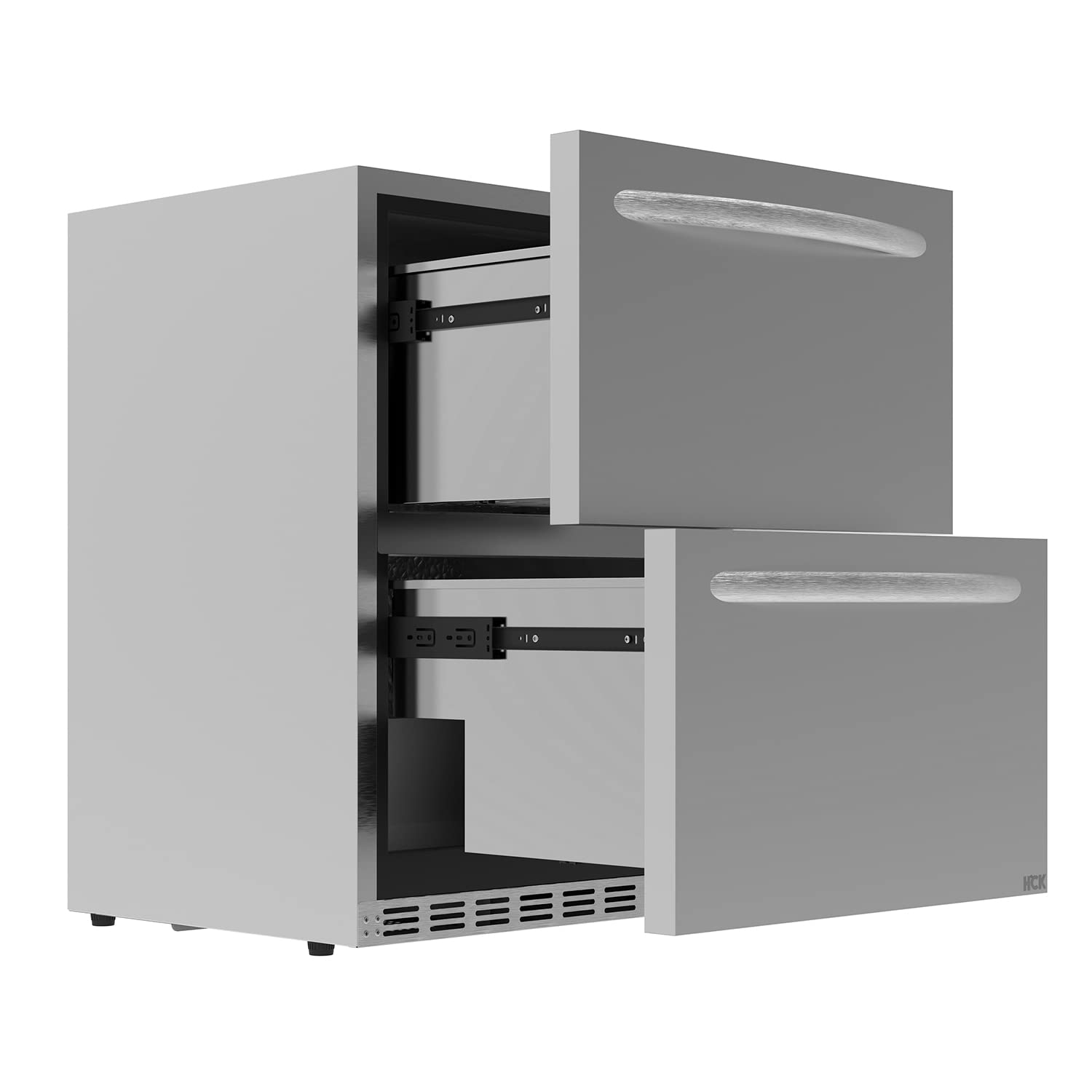 REALONE 24 Inch Under Counter Refrigerator, Stainless Steel Built-in Freestanding Double Drawers Fridge, Beverage Fridge Refrigerator, Digital Display Weatherproof for Outdoor Commercial Home Use