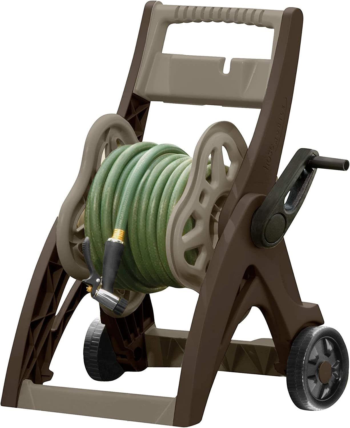 Hosemobile Hose Reel Cart, Portable Garden Hose Reel Cart with Large Easy to Grip Crank All-in-One for Garden, Lawn, and Patio, 175 ft. Mocha and Taupe