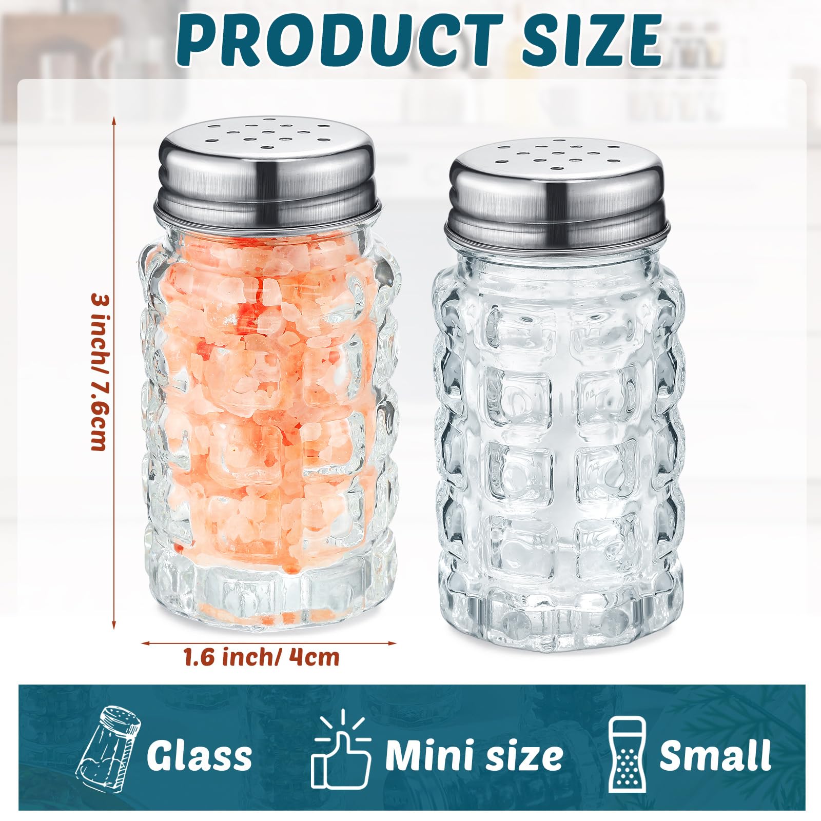 Lallisa 30 Pack Retro Style Salt and Pepper Shakers 2 oz Clear Glass Salt Shaker with Stainless Steel Lids for Kitchen Counter Table Restaurant Hold Various Condiments (Trendy)