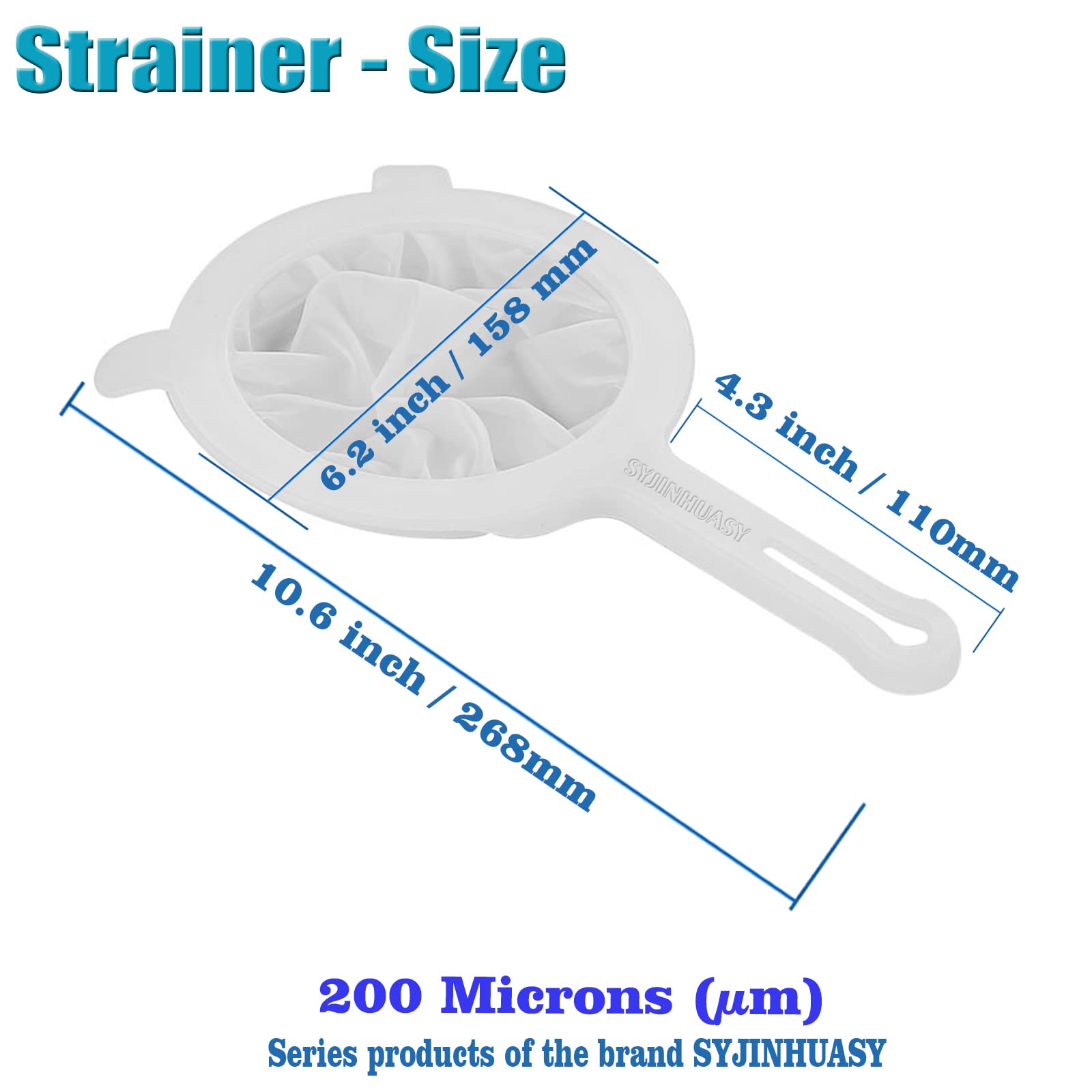 SYJINHUASY Kitchen Ultra-Fine Nylon Mesh Strainer Food Yogurt Mesh Sieve Plastic Mesh Colander with Handle Mini Brine Shrimp Separation Net for Filtering Juice Juice Milk Honey (200Mesh)