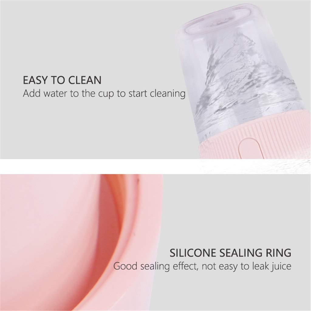 Portable Electric Juicer Blender USB Mini Fruit Mixers Fruit Extractors Multifunction Juice Maker Machine (Pink 4 blades)