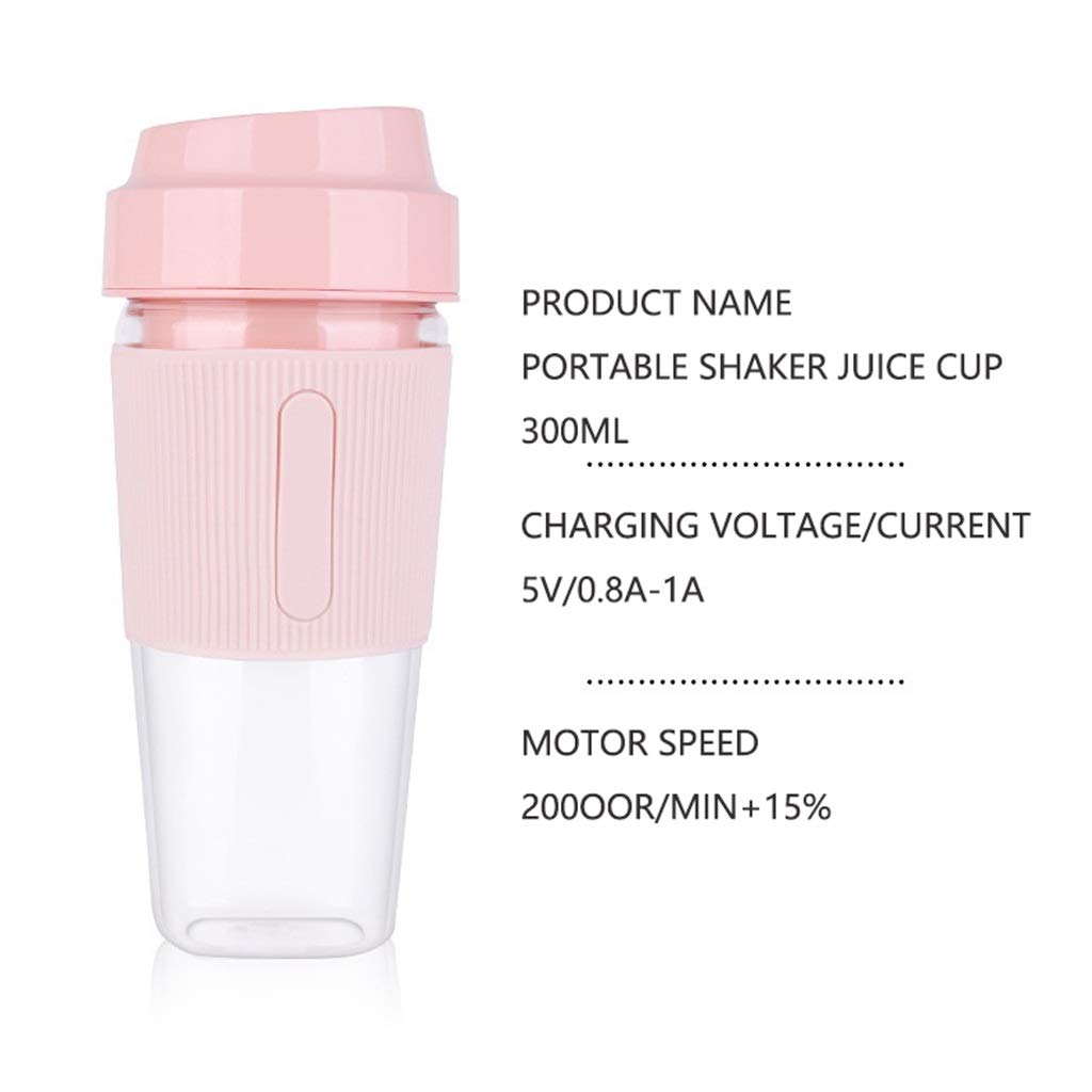 Portable Electric Juicer Blender USB Mini Fruit Mixers Fruit Extractors Multifunction Juice Maker Machine (Pink 4 blades)