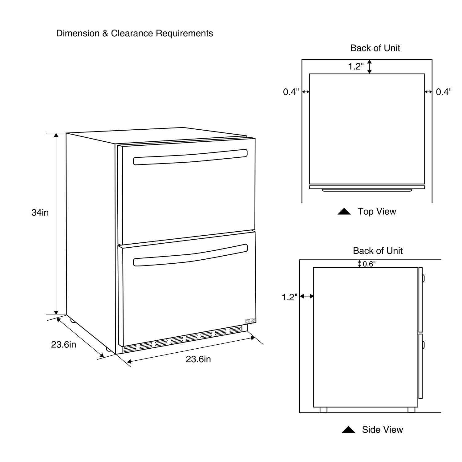 REALONE 24 Inch Under Counter Refrigerator, Stainless Steel Built-in Freestanding Double Drawers Fridge, Beverage Fridge Refrigerator, Digital Display Weatherproof for Outdoor Commercial Home Use