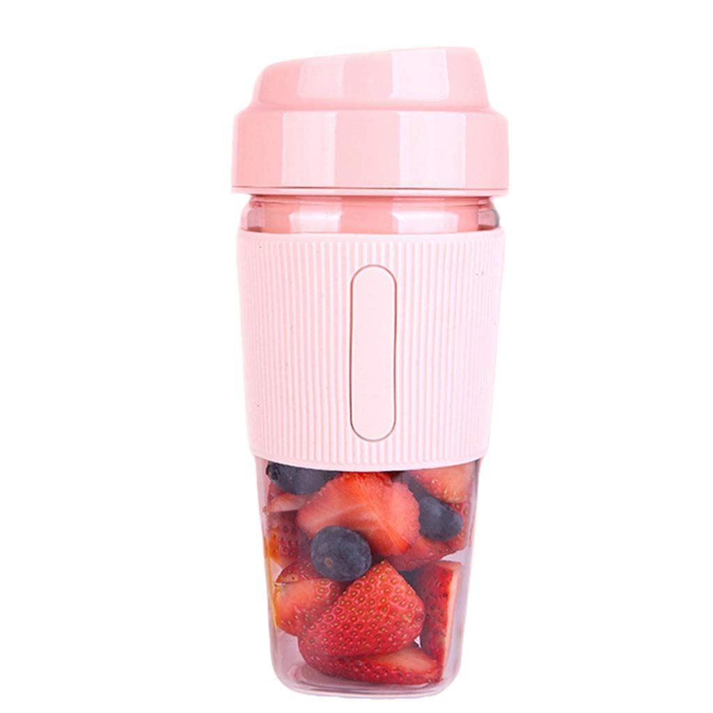 Portable Electric Juicer Blender USB Mini Fruit Mixers Fruit Extractors Multifunction Juice Maker Machine (Pink 4 blades)