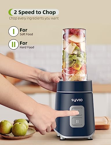 Syvio Blender for Shakes and Smoothies, 600W Smoothie Blender,Personal Blender with 2 Speed Control, Smoothie Maker with 2 BPA-Free 20Oz Sport Cup-Blue