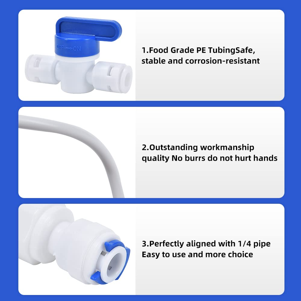 Refrigerator Water Line Kit, CNAODUN Ice Maker Water Line Kit with 1/4" OD 39.4ft Water Line Reverse Osmosis Quick Connect Fittings Push To Connect Water Tube Fittings for Fridge Ice Maker
