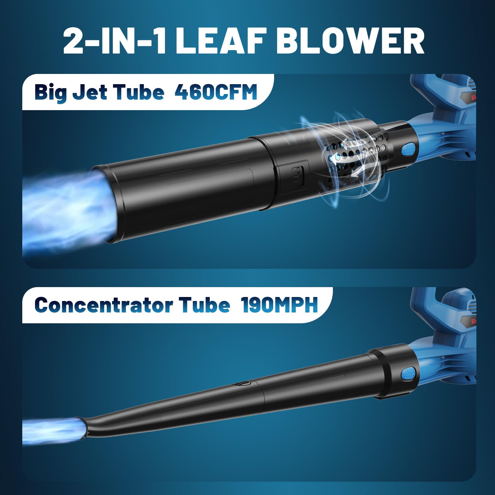 Enhulk 20V 4.0Ah Cordless Leaf Blower,460CFM &190MPH,2-in-1 Battery Powered Leaf Blower,6 Variable Speed,for Blowing Leaves,Debris,Snow and Dust,4.0Ah Battery&Charger Included(21 inch)