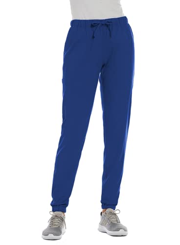 Jogger Scrub Pants for Women 5 Pocket 4-Way Stretch Elastic Waistband Elements EL9315 (Galaxy Blue, X-Small)
