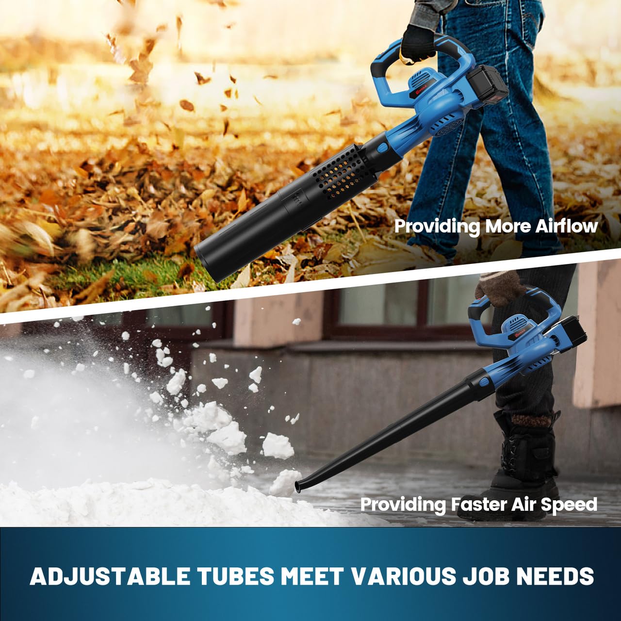 Enhulk 20V 4.0Ah Cordless Leaf Blower,460CFM &190MPH,2-in-1 Battery Powered Leaf Blower,6 Variable Speed,for Blowing Leaves,Debris,Snow and Dust,4.0Ah Battery&Charger Included(21 inch)