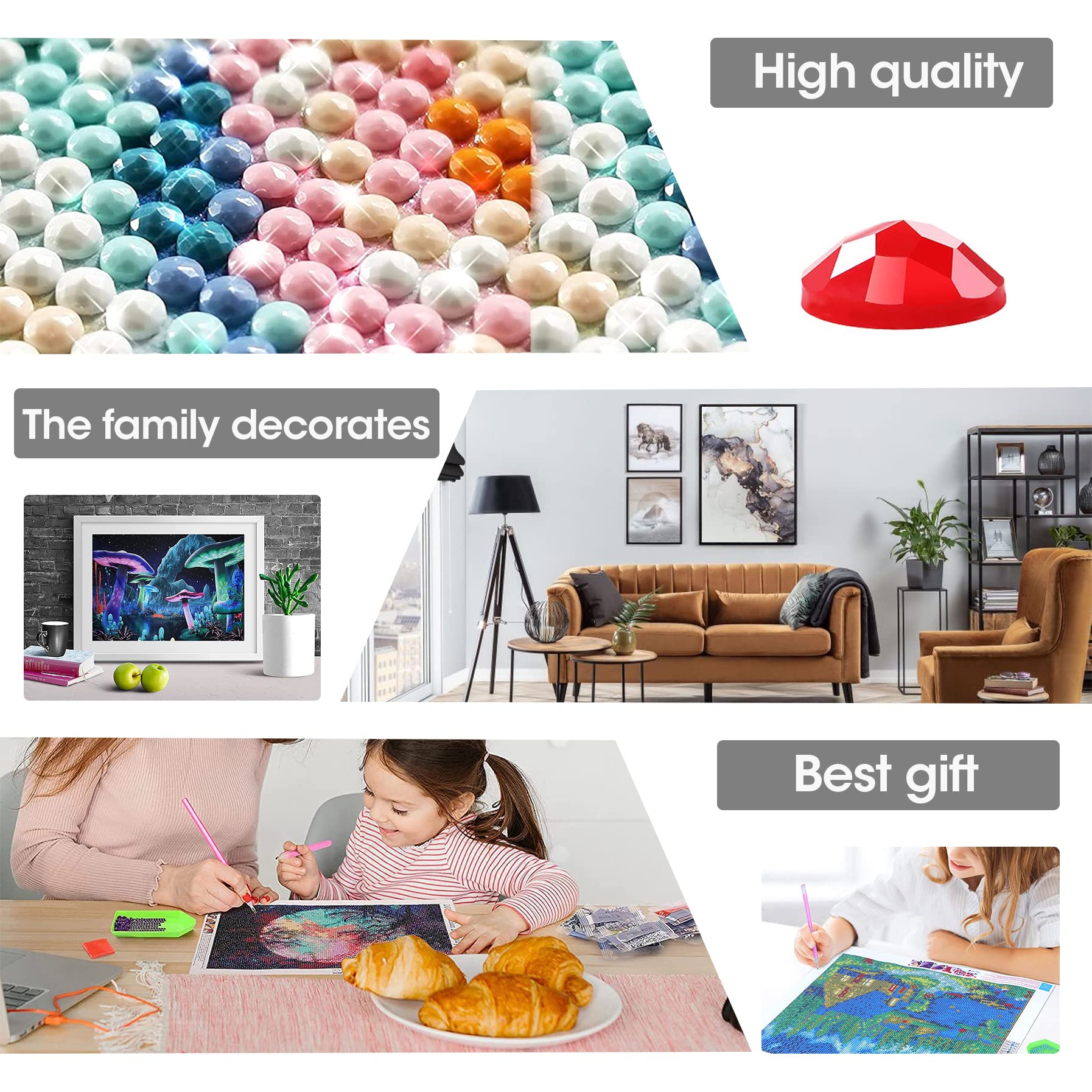 LOMSIOY DIY 5D Diamond Art Kits for Adults, Angels Diamond Painting Kits for Beginner, God Diamond Art with Round Full Drill Rhinestone Crafts Gem Arts for Home Wall Decor 12 * 16 inch