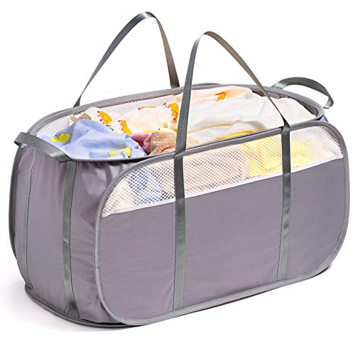 Fenlosi Tear Proof Pop Up Laundry Hampers, with Strong Handles Laundry Hamper, Easy to Carry & Go Up and Down Stairs, Honeycomb Mesh-Breathable, Easy to Collapsible Laundry Basket. (2.5Loads, Large)