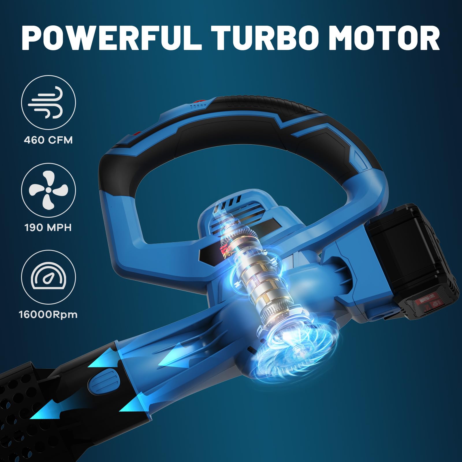Enhulk 20V 4.0Ah Cordless Leaf Blower,460CFM &190MPH,2-in-1 Battery Powered Leaf Blower,6 Variable Speed,for Blowing Leaves,Debris,Snow and Dust,4.0Ah Battery&Charger Included(21 inch)