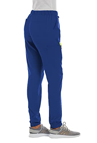 Jogger Scrub Pants for Women 5 Pocket 4-Way Stretch Elastic Waistband Elements EL9315 (Galaxy Blue, X-Small)