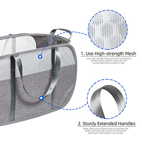 Fenlosi Tear Proof Pop Up Laundry Hampers, with Strong Handles Laundry Hamper, Easy to Carry & Go Up and Down Stairs, Honeycomb Mesh-Breathable, Easy to Collapsible Laundry Basket. (2.5Loads, Large)