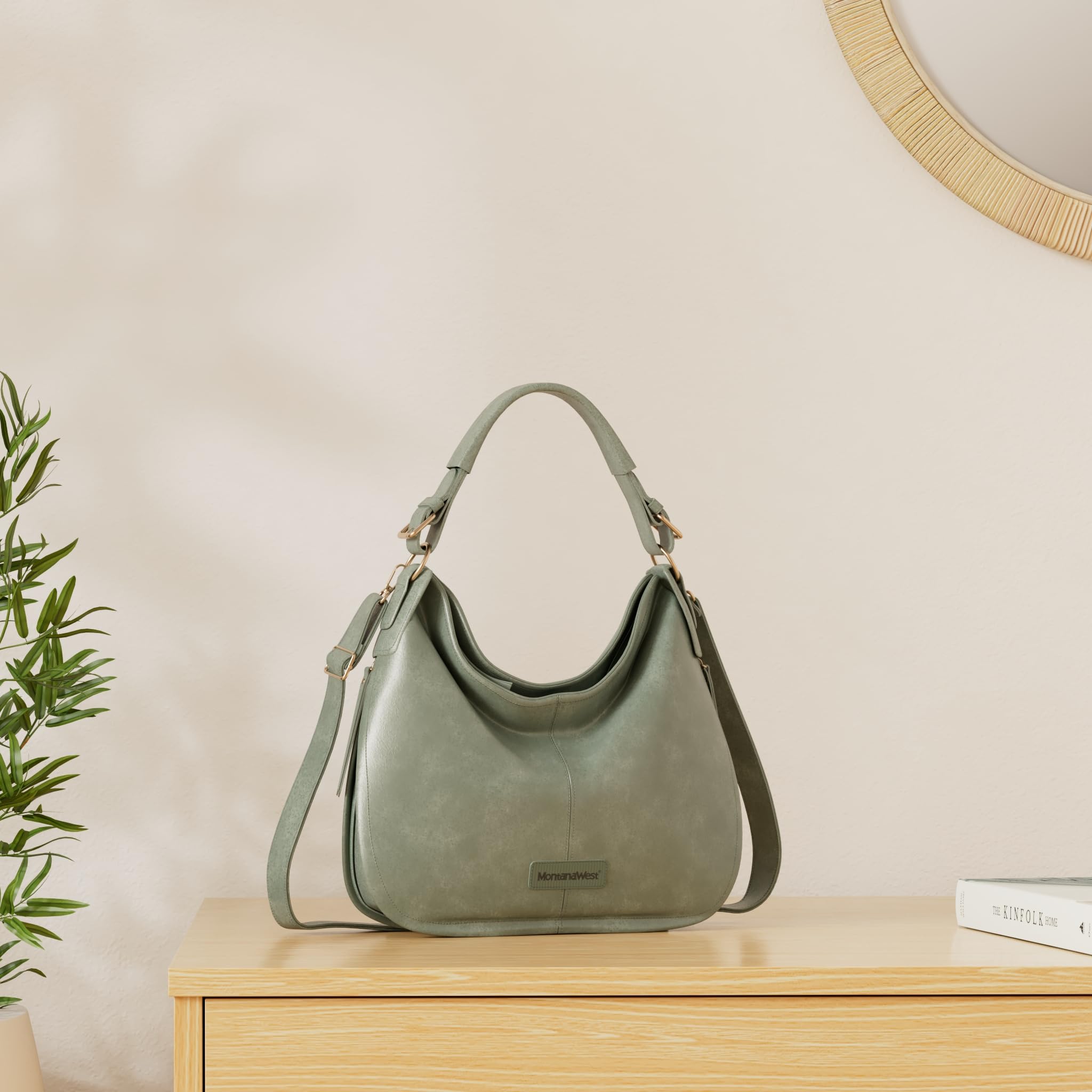 Purses and Handbags for Women Hobo Purses Adjustable Crossbody Shoulder Bags Tote handbag MWW16-1022GN