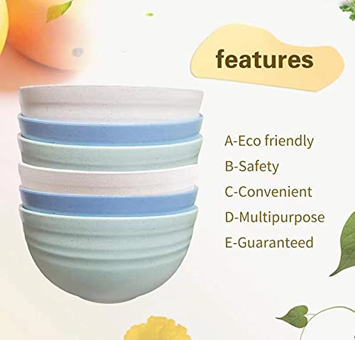 Cereal Bowls,6 Pack 24 oz Bowls Set, Food Grade Safe Durable PP Bowls for Soup, Salad, Cereal, Pasta, Yogurt, Heat and Cold Resistant, Dishwasher Safe Bowls,eco- friendly and degradable