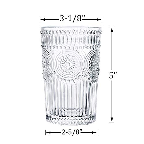 Kingrol 6 Pack 12 oz Romantic Water Glasses, Premium Drinking Glasses Tumblers, Vintage Glassware Set for Juice, Beverages, Beer, Cocktail