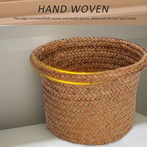 NUOBESTY Wicker Trash Can Rattan Garbage Bin Waste Basket Hyacinth Flower Pots Woven Storage Basket for Home Office