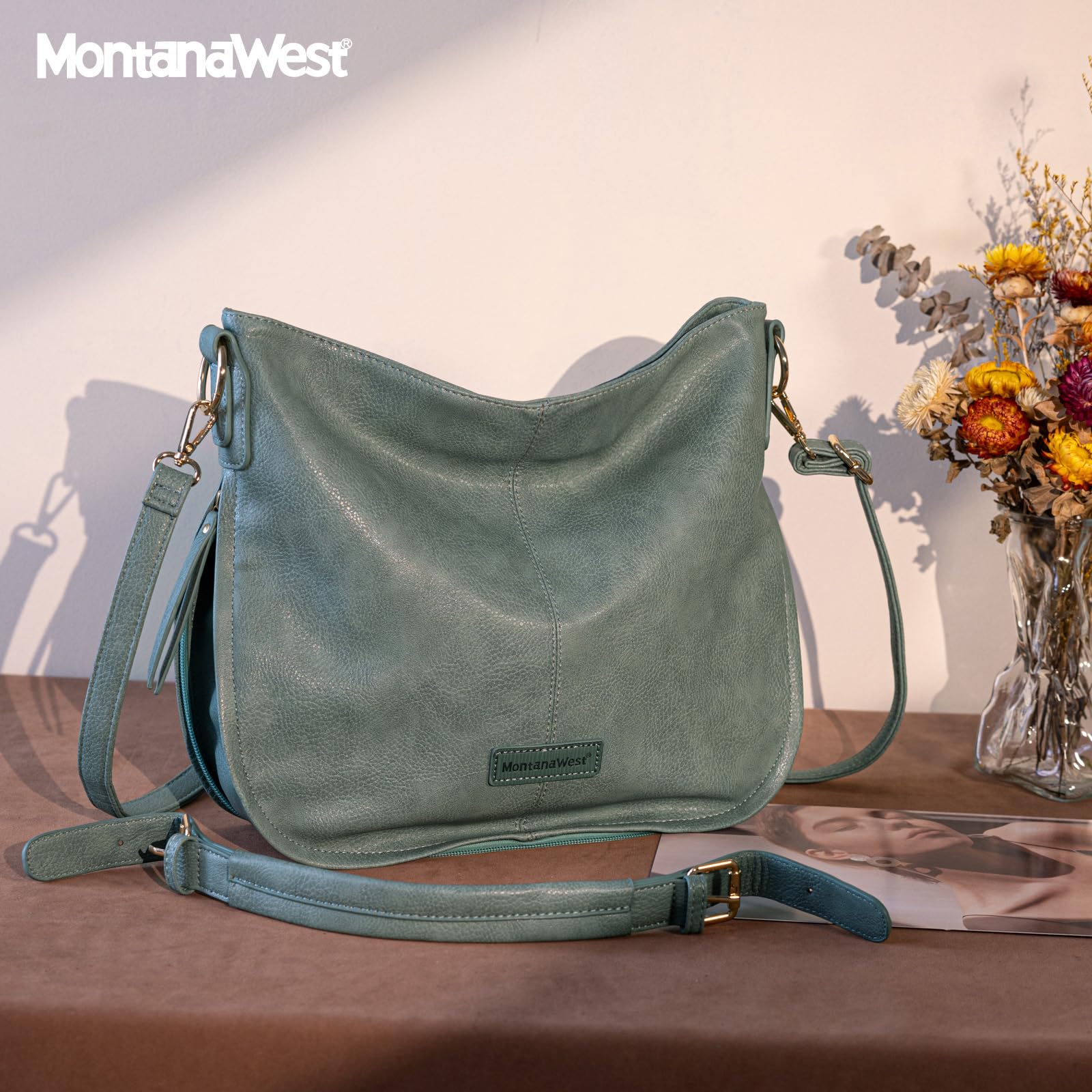 Purses and Handbags for Women Hobo Purses Adjustable Crossbody Shoulder Bags Tote handbag MWW16-1022GN