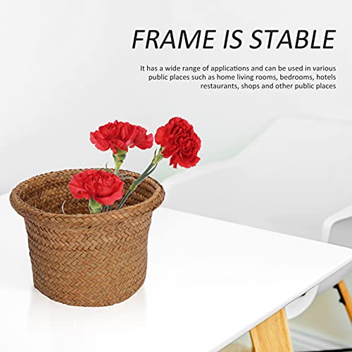 NUOBESTY Wicker Trash Can Rattan Garbage Bin Waste Basket Hyacinth Flower Pots Woven Storage Basket for Home Office