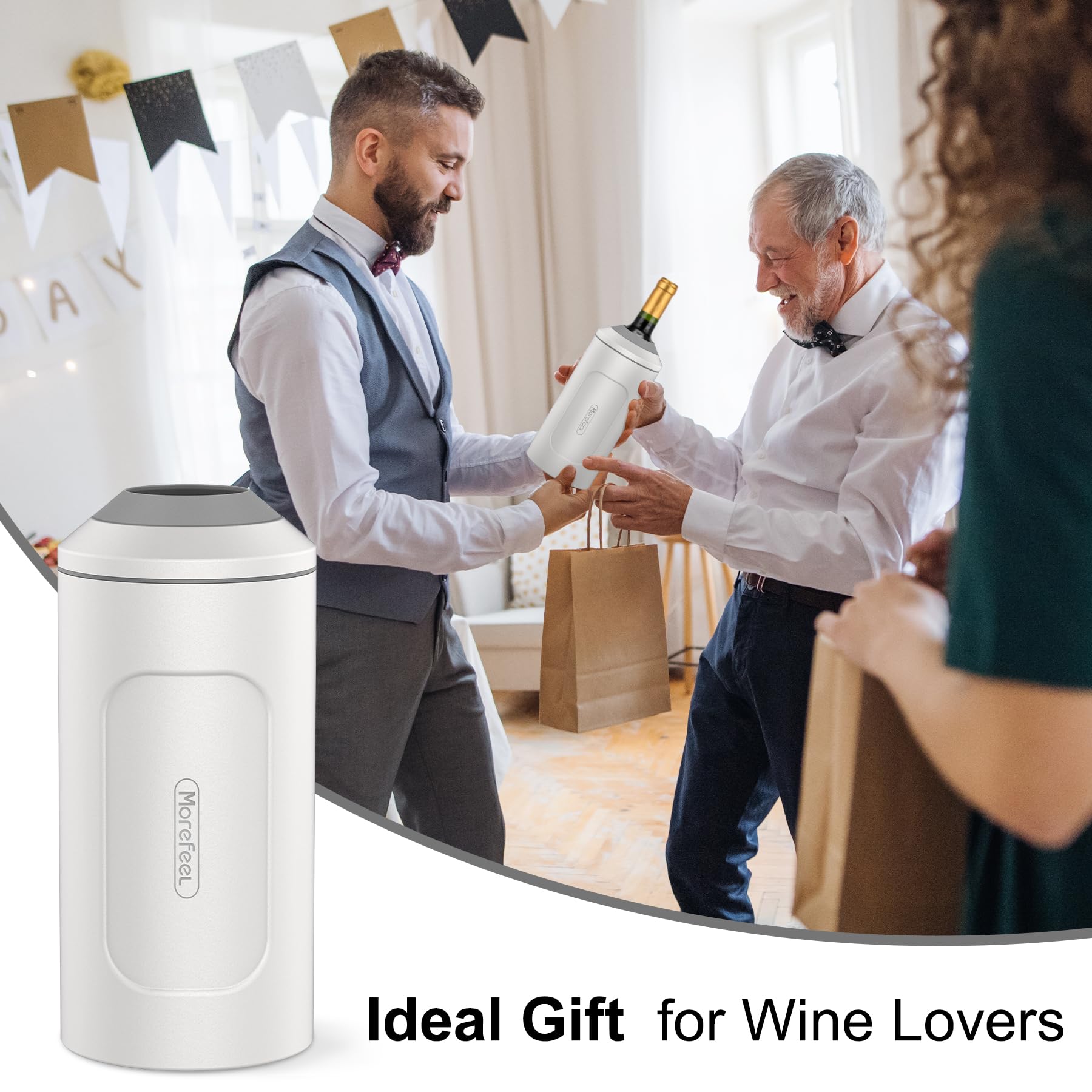 Wine Chillers for Bottles-Ideal Gift for Wine Lover, Stainless Steel Portable Champagne Cooler Sleeve Bucket-Double Walled Vacuum Insulated for Most 750ml Bottles with Long-Lasting Temperature Control
