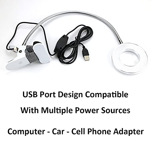 Clip On Light PARSMIC Desk Lamp Led Table Clamp for Microblading Permanent Makeup Tattoo Eye Protection USB Reading Light with Adjustable Arm 2 Light Modes Suitable for Skincare Beauty Salon Manicure
