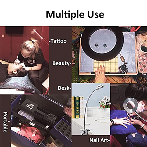 Clip On Light PARSMIC Desk Lamp Led Table Clamp for Microblading Permanent Makeup Tattoo Eye Protection USB Reading Light with Adjustable Arm 2 Light Modes Suitable for Skincare Beauty Salon Manicure