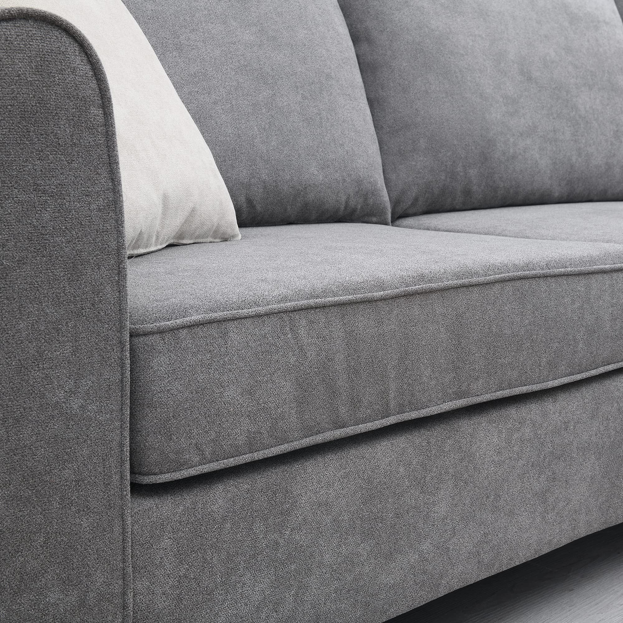 RUNWON Modern Upholstered Sectional Sofa Furniture Set-L Shape Couch with 3 Pillows, 91x91 for Living Room, Gray