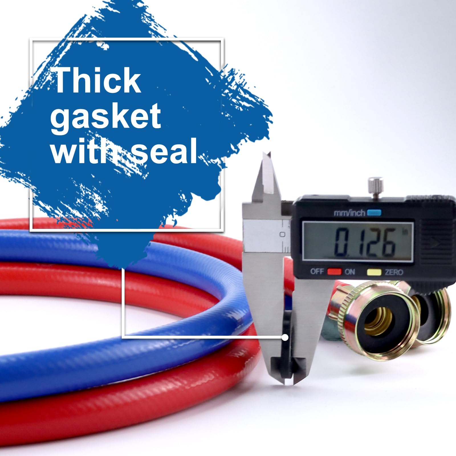 Washer Hoses 4FT,Rubber Washing Machine Hoses 3/4 Washer Machine Hoses 2 packs,Burst Proof Water Supply Lines βfor Hot and Cold Water Washer Hoses,Universal for All Standard Wash Machines-by MIFLUS