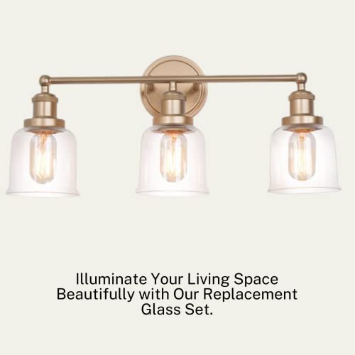 LIGHTACCENT Clear Glass Ceiling Fan Light Covers, Glass Lamp Shade Replacement for Ceiling Fans with Lights, Ceiling Fan Globe Replacement, Fan Light Cover, Black Light, 4-Pack Set of 4