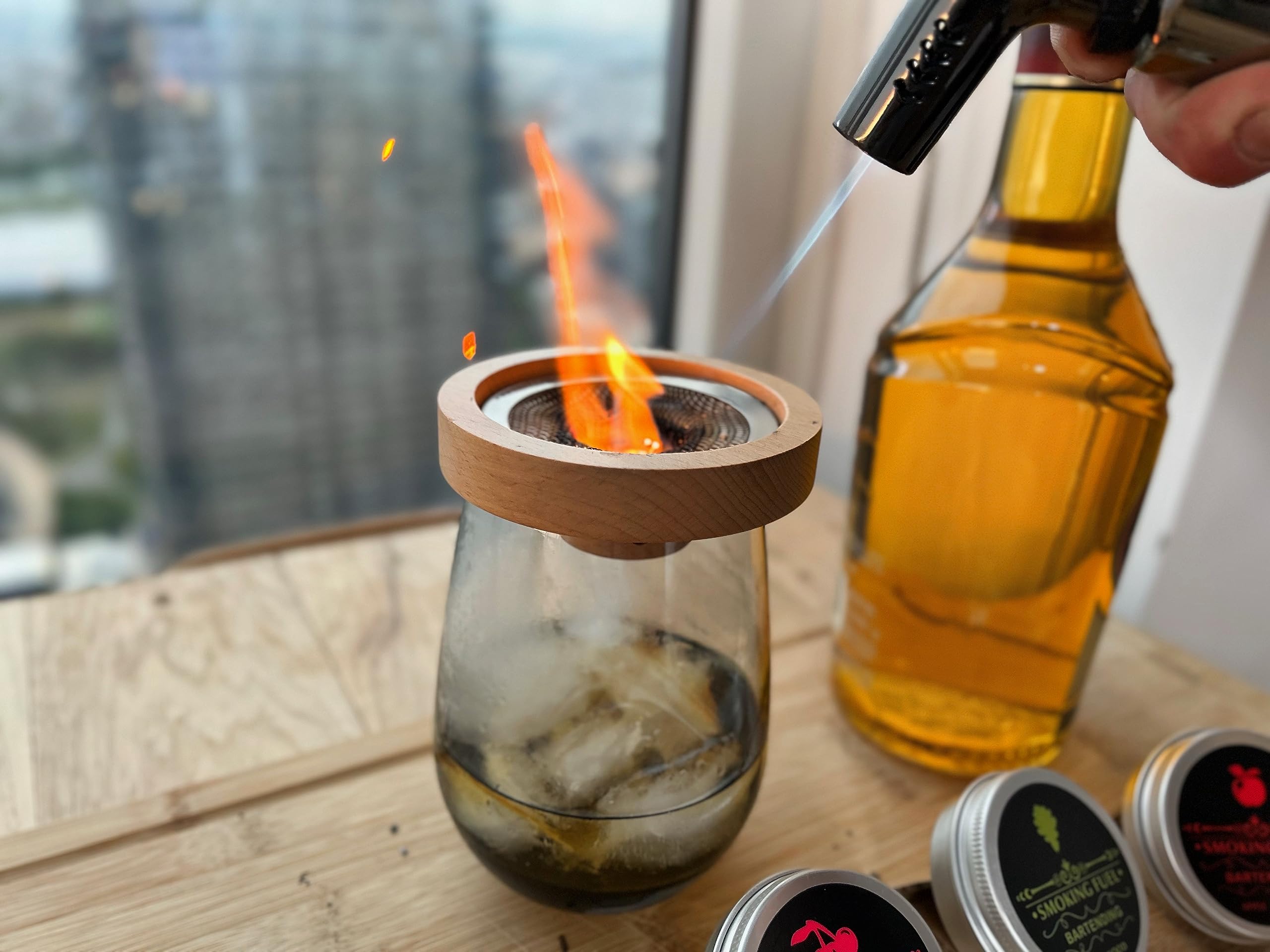 DolcheMercato Cocktail Smoker Kit with Torch β 4 Flavors Wood Chips Bourbon, Whiskey Smoker Infuser Kit, Old Fashioned Drink Smoker Kit (No Butane/Fuel)
