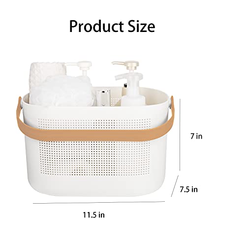 UUJOLY Plastic Storage Baskets with Handles, Shower Caddy Shelf Organizers Basket for Bathroom, Kitchen, Dorm Room, Yellow