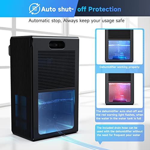 SIMSEN 95oz Dehumidifiers for Home, 8000 Cubic Feet(800 sq ft) Quiet Dehumidifier for Home with Drain Hose and 2 Working Modes, Portable Small Dehumidifiers for Bedroom Bathroom Basements Closet RV